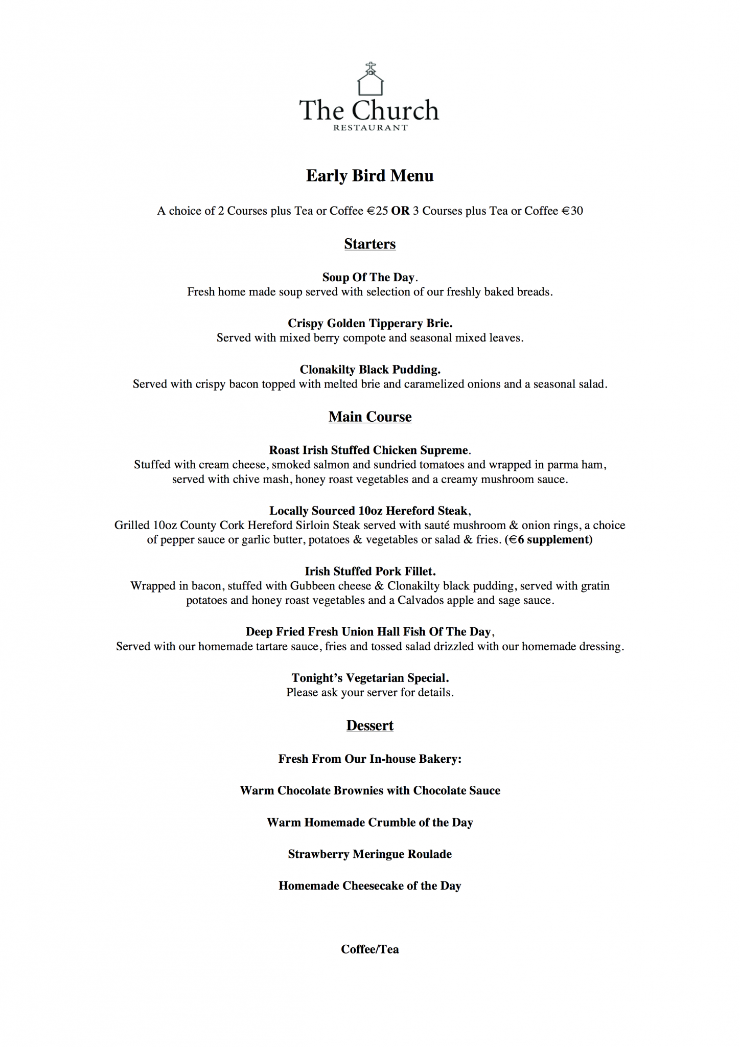 Early-Bird-Menu – The Church Restaurant